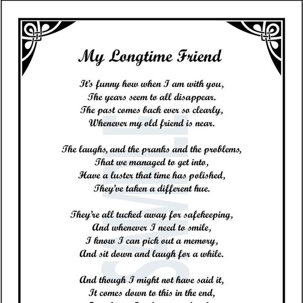 Longtime Friend Poem - Etsy