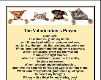 The Veterinarians Prayer DIGITAL DOWNLOAD veterinarian Thank | Etsy