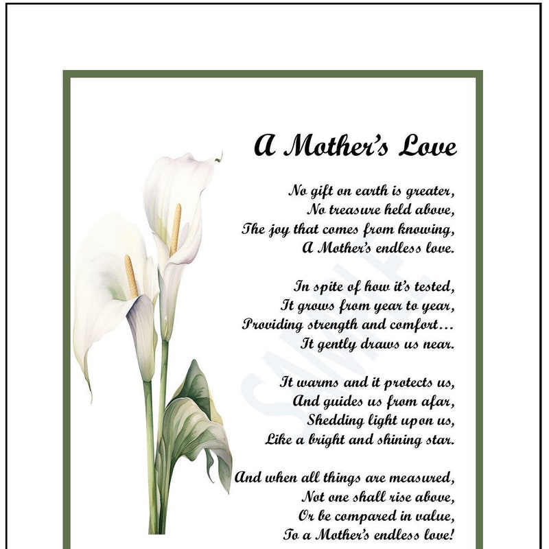 Mother Poem - Etsy