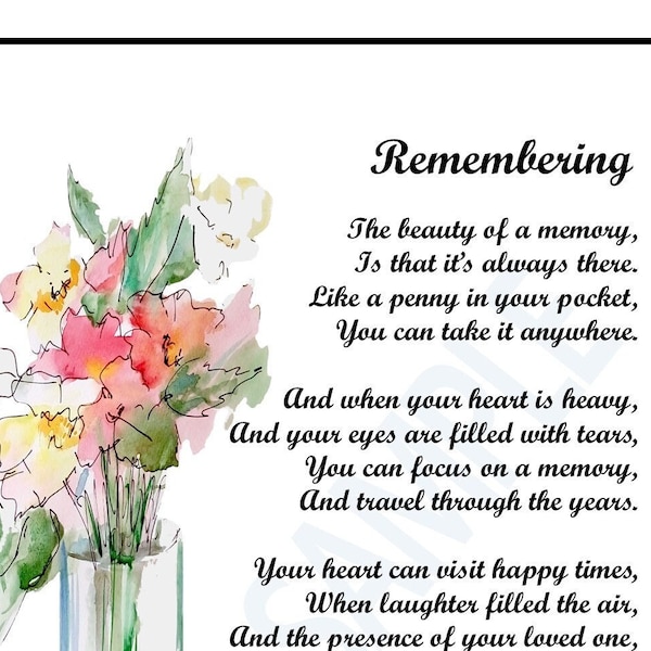 Bereavement Poem, DIGITAL DOWNLOAD, Condolence Gift, Remembrance Gift ...