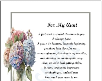 For My Aunt Poem DIGITAL DOWNLOAD Aunt Print Verse Aunt - Etsy Australia