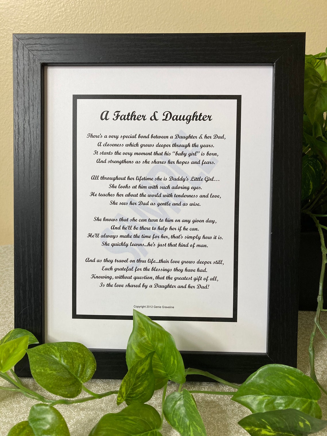 To Dad From Daughter Poem DIGITAL DOWNLOAD UNFRAMED Father - Etsy