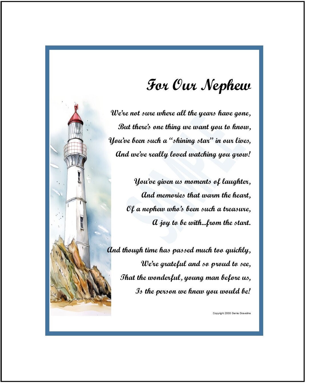 For Our Nephew Poem Print Verse Gift Present, DIGITAL DOWNLOAD, Nephew ...