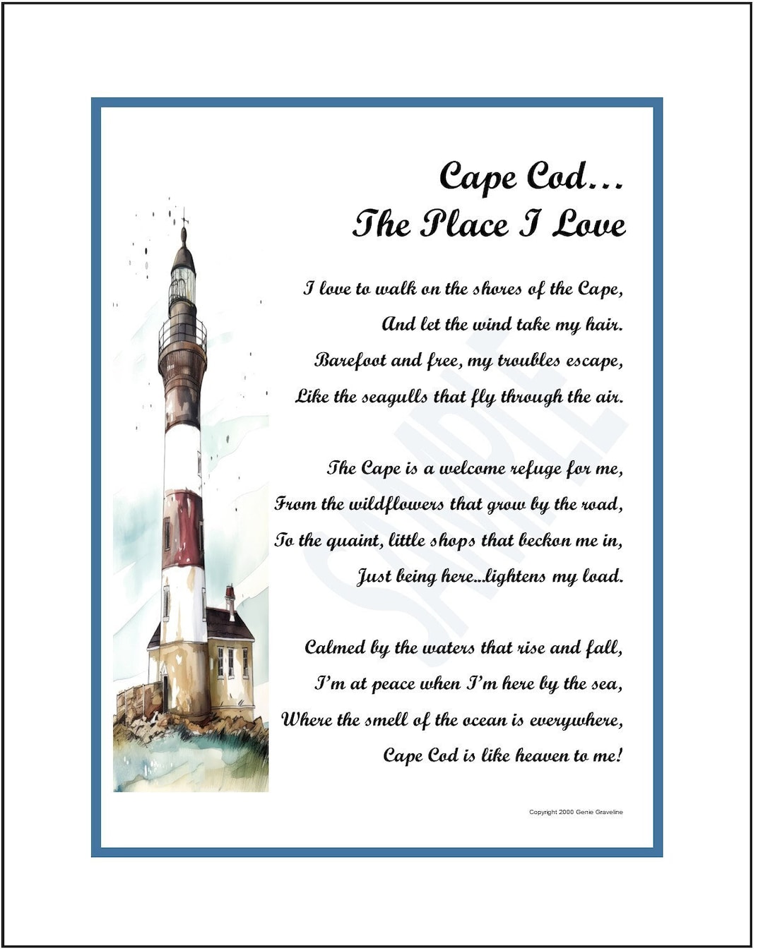 Cape Cod Poem Print Verse Housewarming Gift Present, DIGITAL DOWNLOAD ...