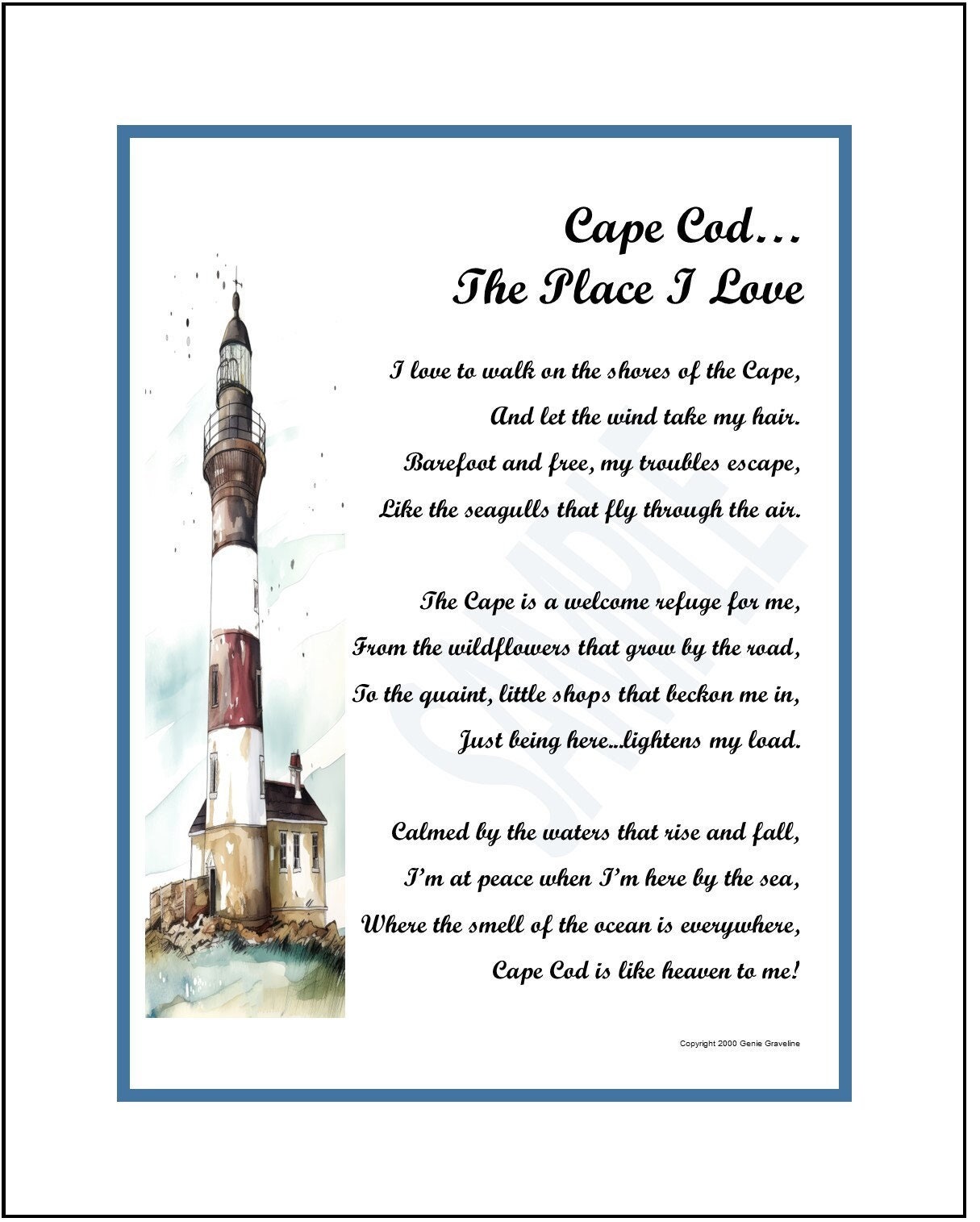 Cape Cod Poem Print Verse Housewarming Gift Present, DIGITAL DOWNLOAD ...