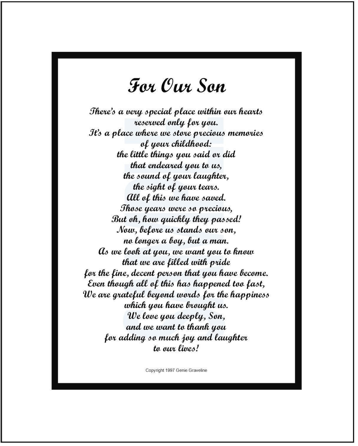 Poem for Our Son, DIGITAL DOWNLOAD, Son Gift Present Verse Print Saying ...