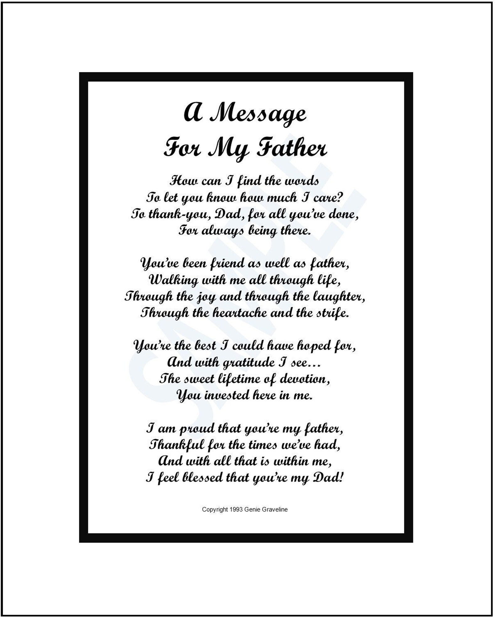 Sentimental Father Poem, DIGITAL DOWNLOAD, Gifts for Fathers, Father ...