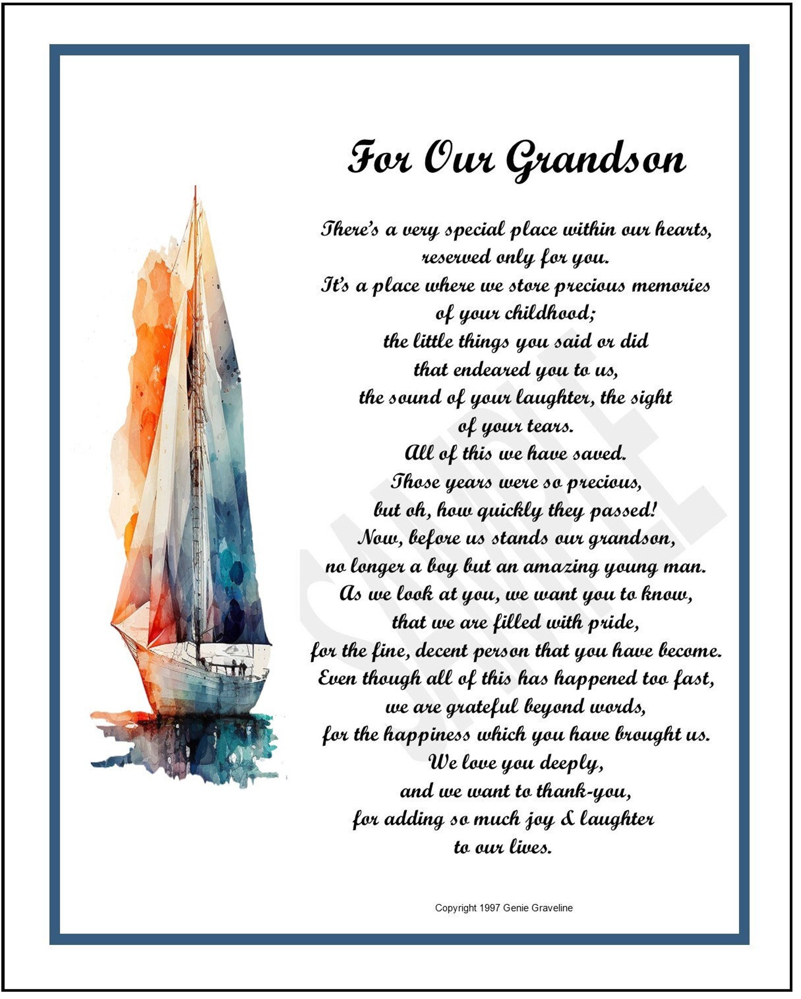 Poem for Our Grandson, DIGITAL DOWNLOAD, Grandson Poem, Grandson ...