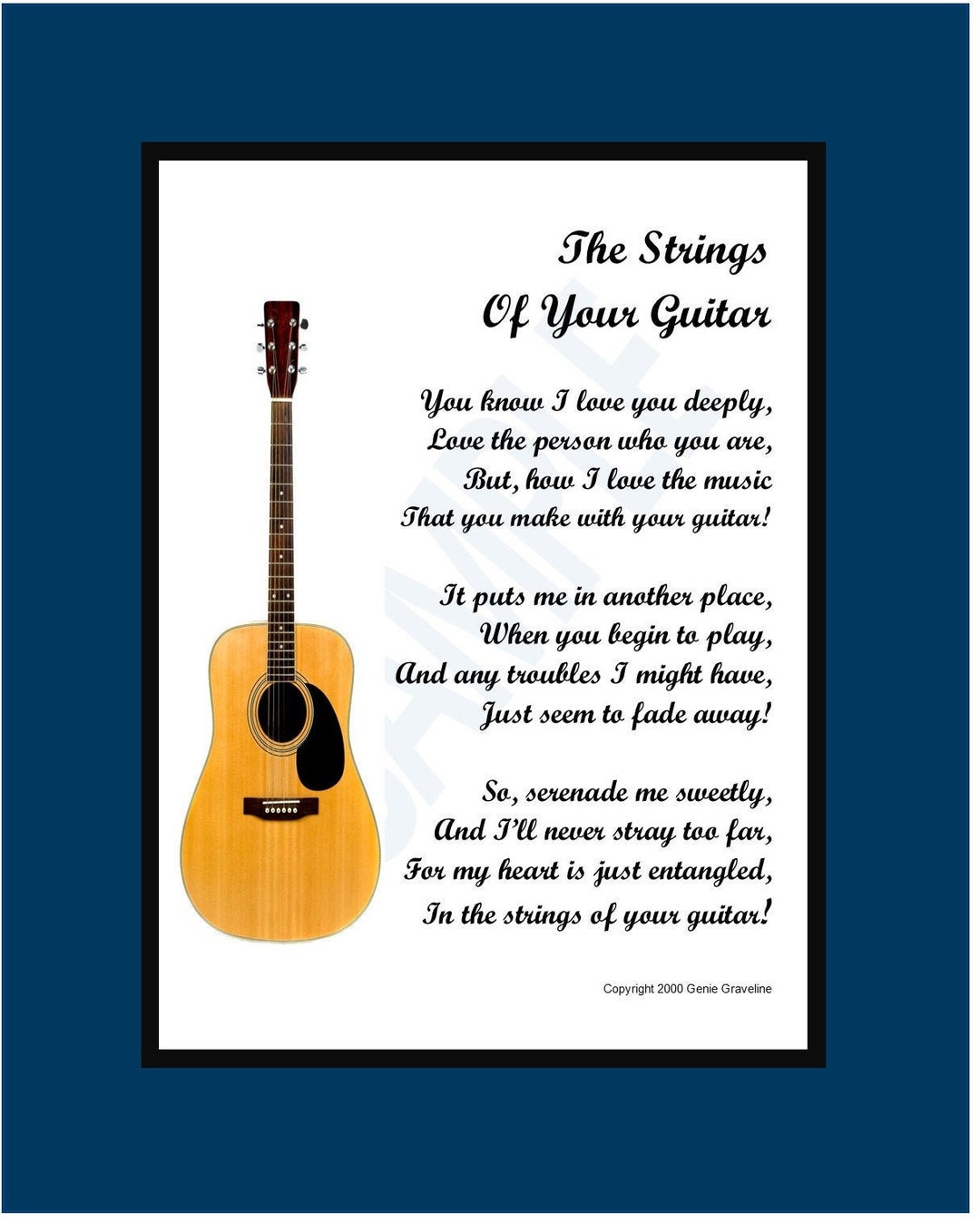Poem for Guitar Player, DIGITAL DOWNLOAD, Gift for Guitar Player ...