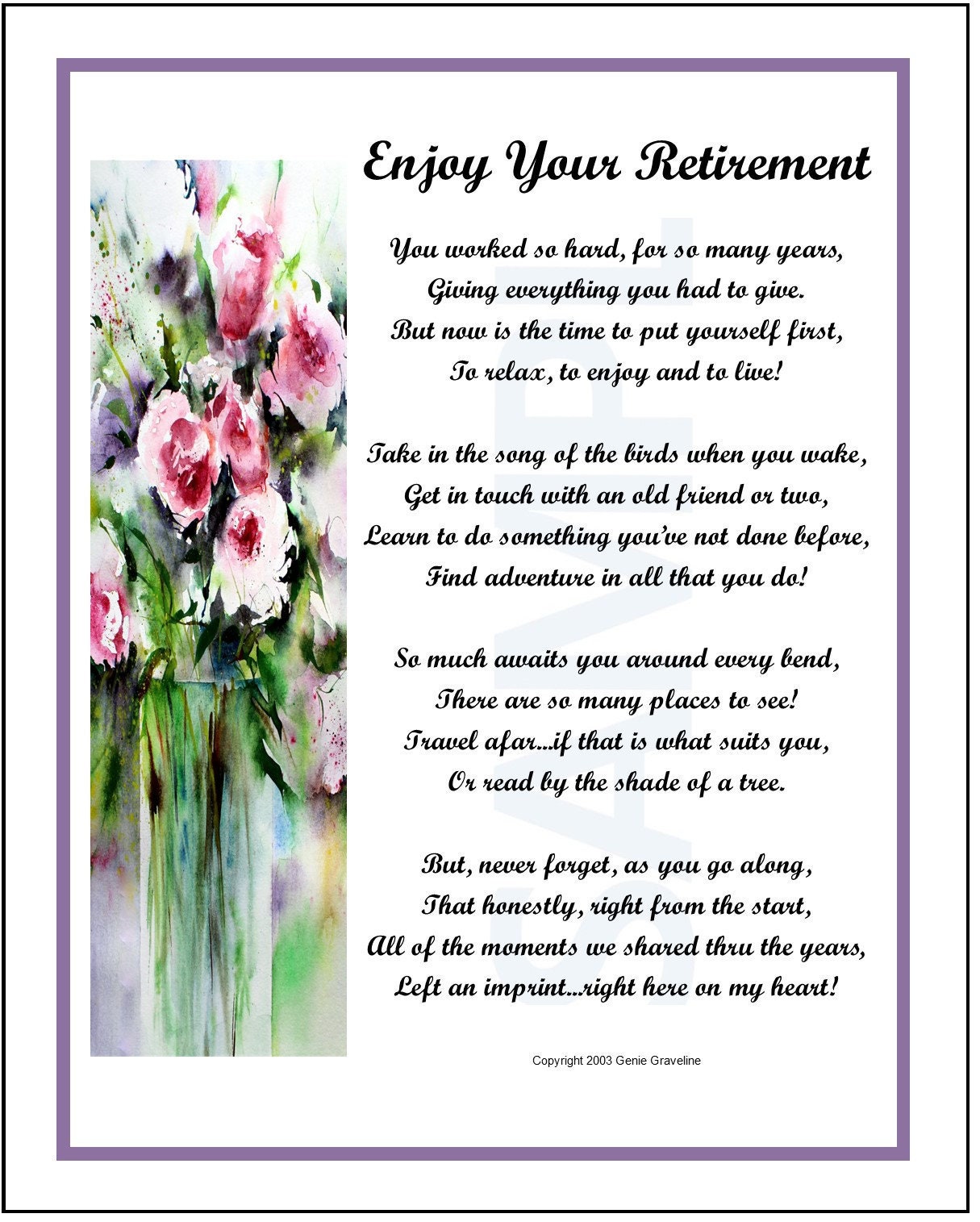 Retirement Poem, DIGITAL DOWNLOAD, Retirement Gift, Retirement Present ...