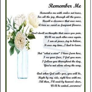 Bereavement Poem Memorial Gift DIGITAL DOWNLOAD Remembrance - Etsy ...