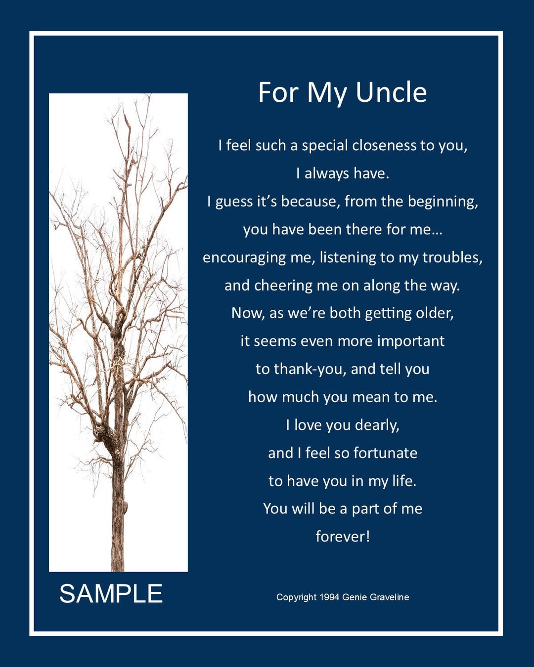 Uncle Poem, DIGITAL DOWNLOAD, Uncle Print, Uncle Gift, Sentimental ...