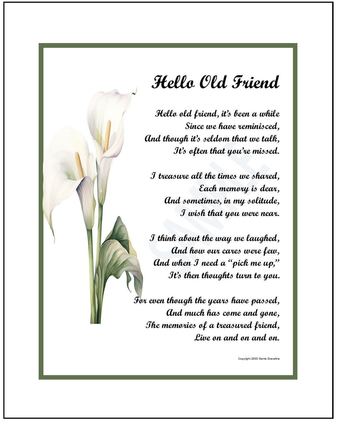 Poem Print Verse for an Old Friend, DIGITAL DOWNLOAD, Friendship Poem ...
