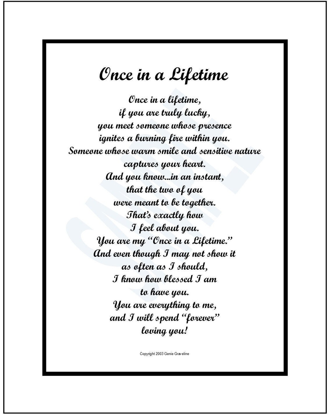 Once in A Lifetime, Marriage Proposal, Love Poem-digital DOWNLOAD ...