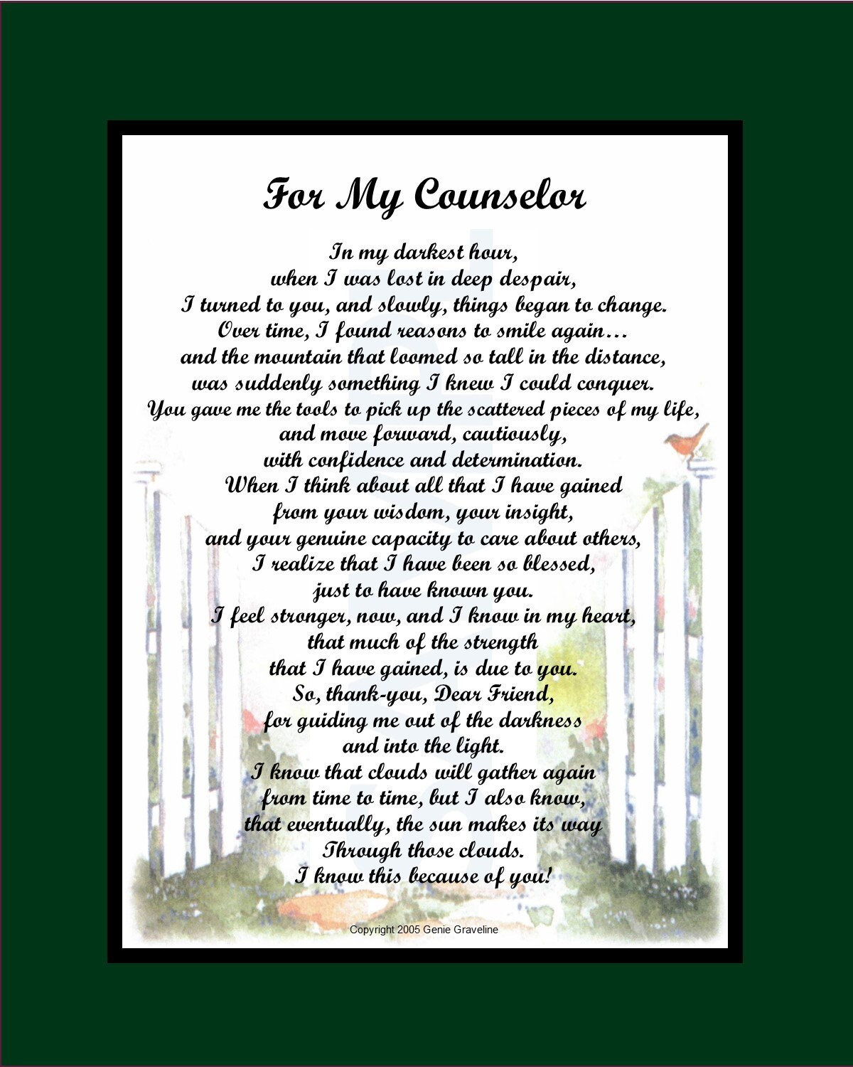 Thank You Poem for Counselor, UNFRAMED DIGITAL DOWNLOAD -counselor ...