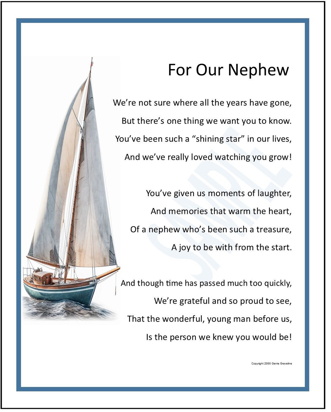 Poem Print Gift for Our Nephew, Digital Download- Nephew Graduation ...