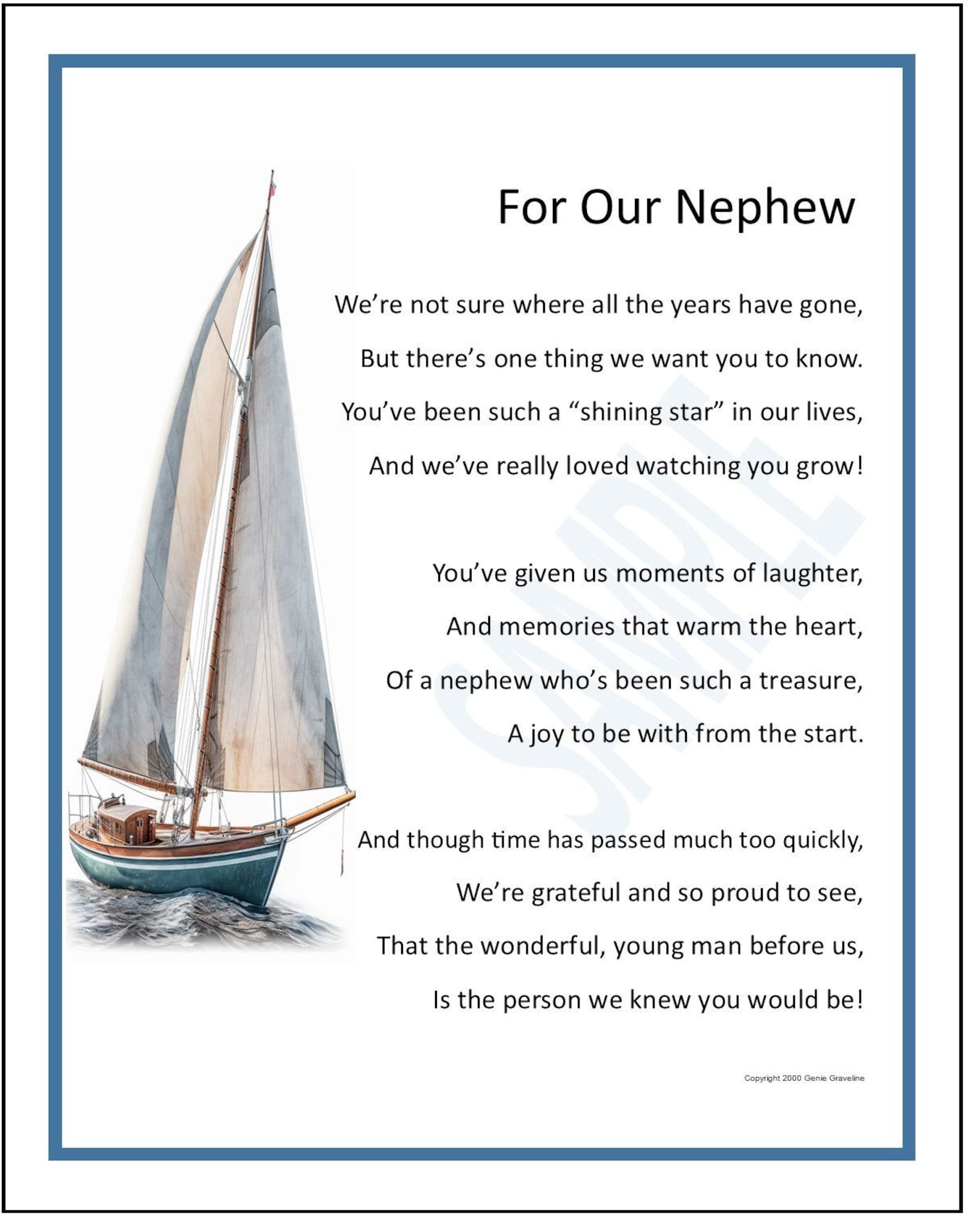 Poem Print Gift for Our Nephew, Digital Download- Nephew Graduation ...