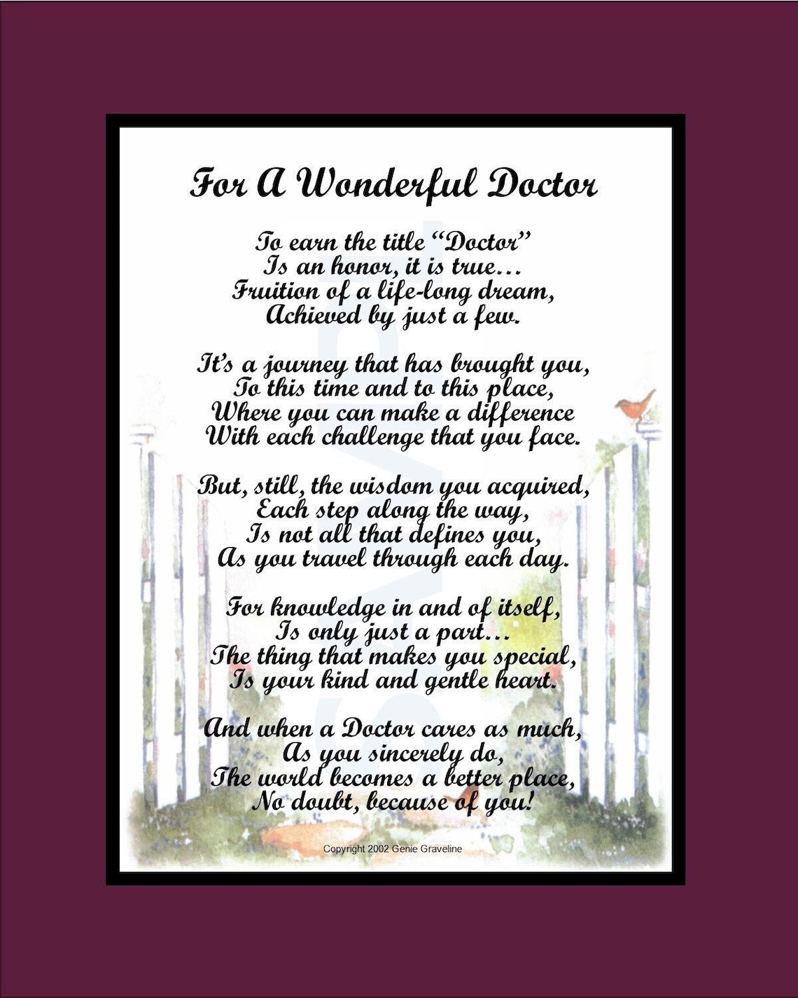 For A Wonderful Doctor- Digital Download- Doctor Poem- Doctor Gift ...