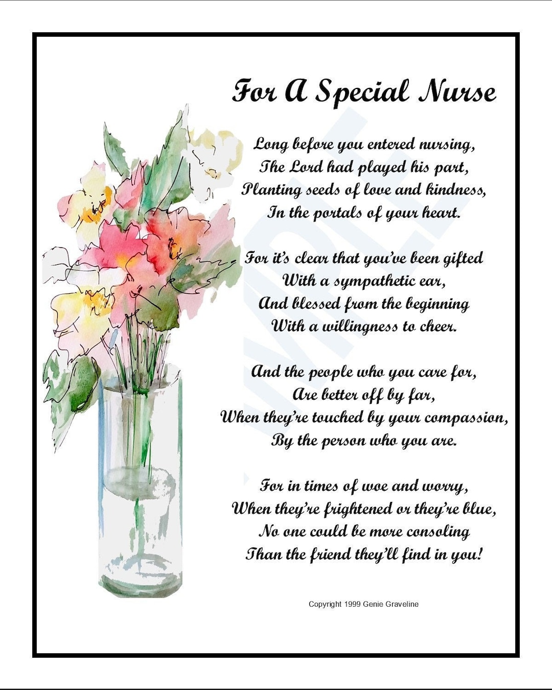 Nurse Poem-thank You Nurse-unframed DIGITAL DOWNLOAD- Nurse Download ...