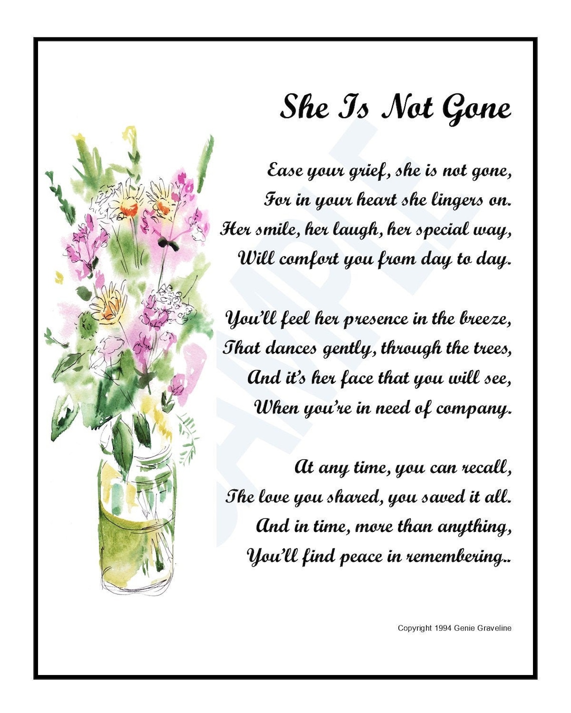 She Is Not Gone Poem Instant Sympathy Download-Bereavement | Etsy