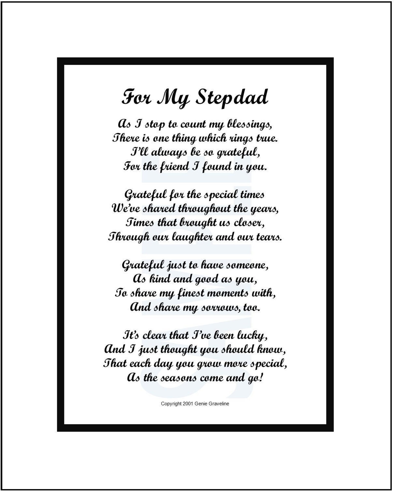 Stepdad Poem DIGITAL DOWNLOAD Stepdad Gift Present Verse | Etsy