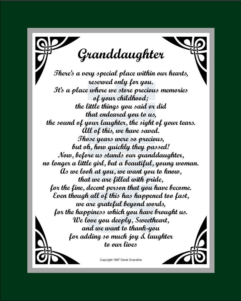 Our Granddaughter Poem DIGITAL DOWNLOAD Granddaughter Verse - Etsy