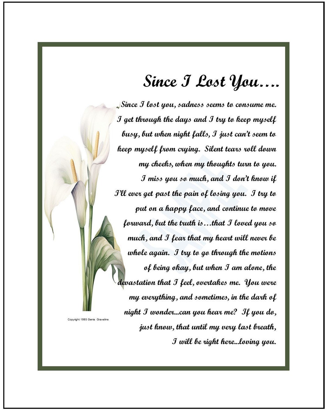 Grief Poem, Dealing With Grief, DIGITAL DOWNLOAD, Missing My Husband Wife Son Daughter Friend ...
