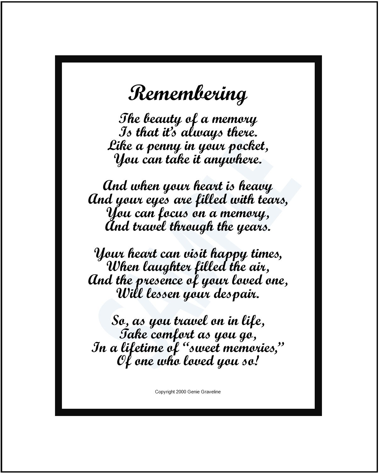 Bereavement Poem Memorial Gift DIGITAL DOWNLOAD Remembrance - Etsy ...