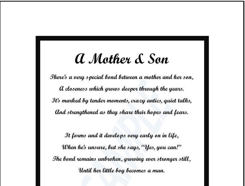 Mother Son Poem DIGITAL DOWNLOAD Mother Son Verse Mother - Etsy