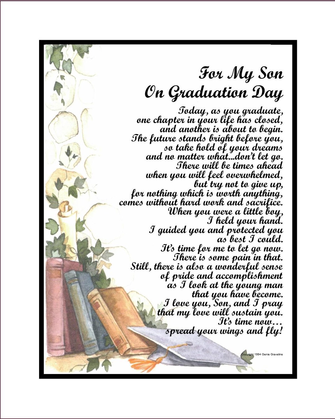 My Son Graduation Poem, Son Graduation Print, Son Digital Graduation ...