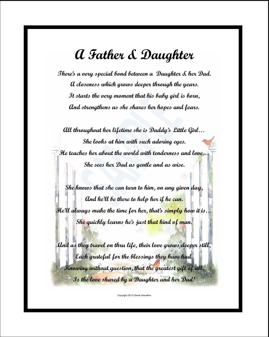 Father Daughter Poem, DIGITAL Download,-father Daughter Bond- Father ...