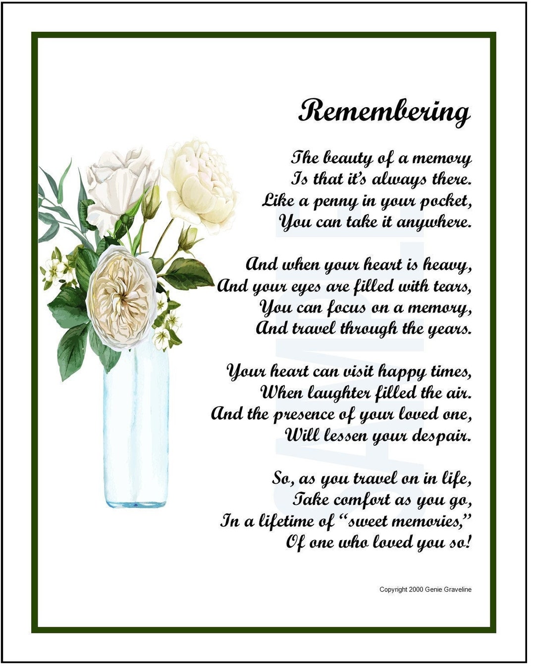 Bereavement Poem, Memorial Gift, DIGITAL DOWNLOAD, Remembrance Poem ...