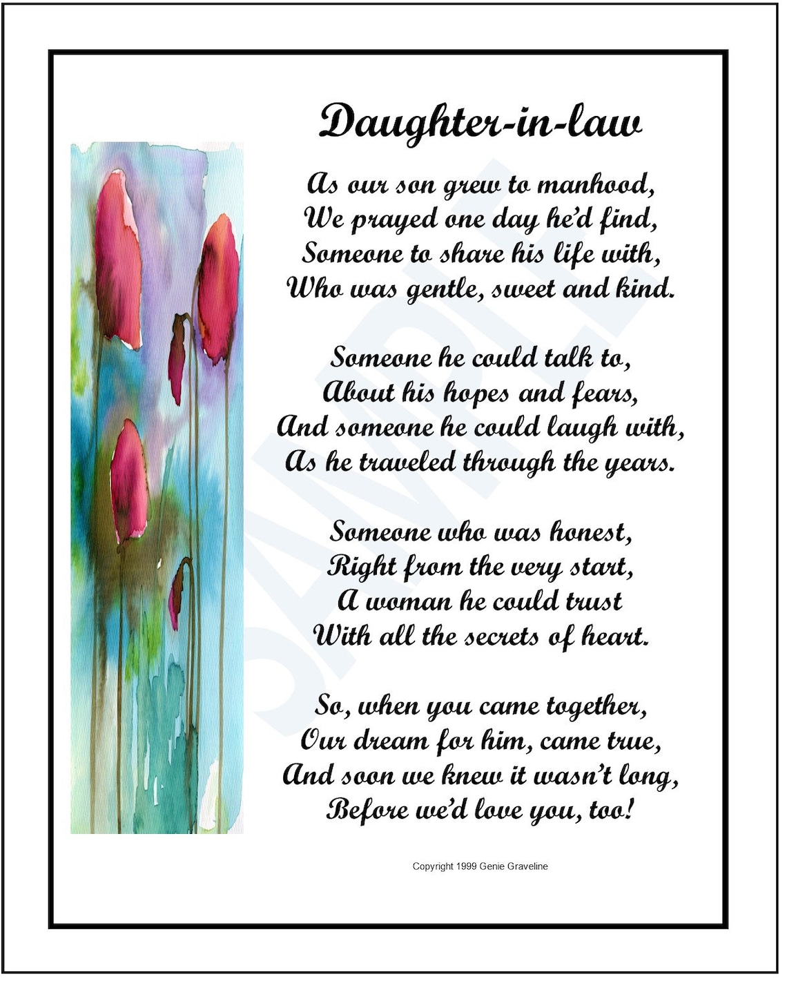 Daughter In Law Poem From Both Digital Etsy