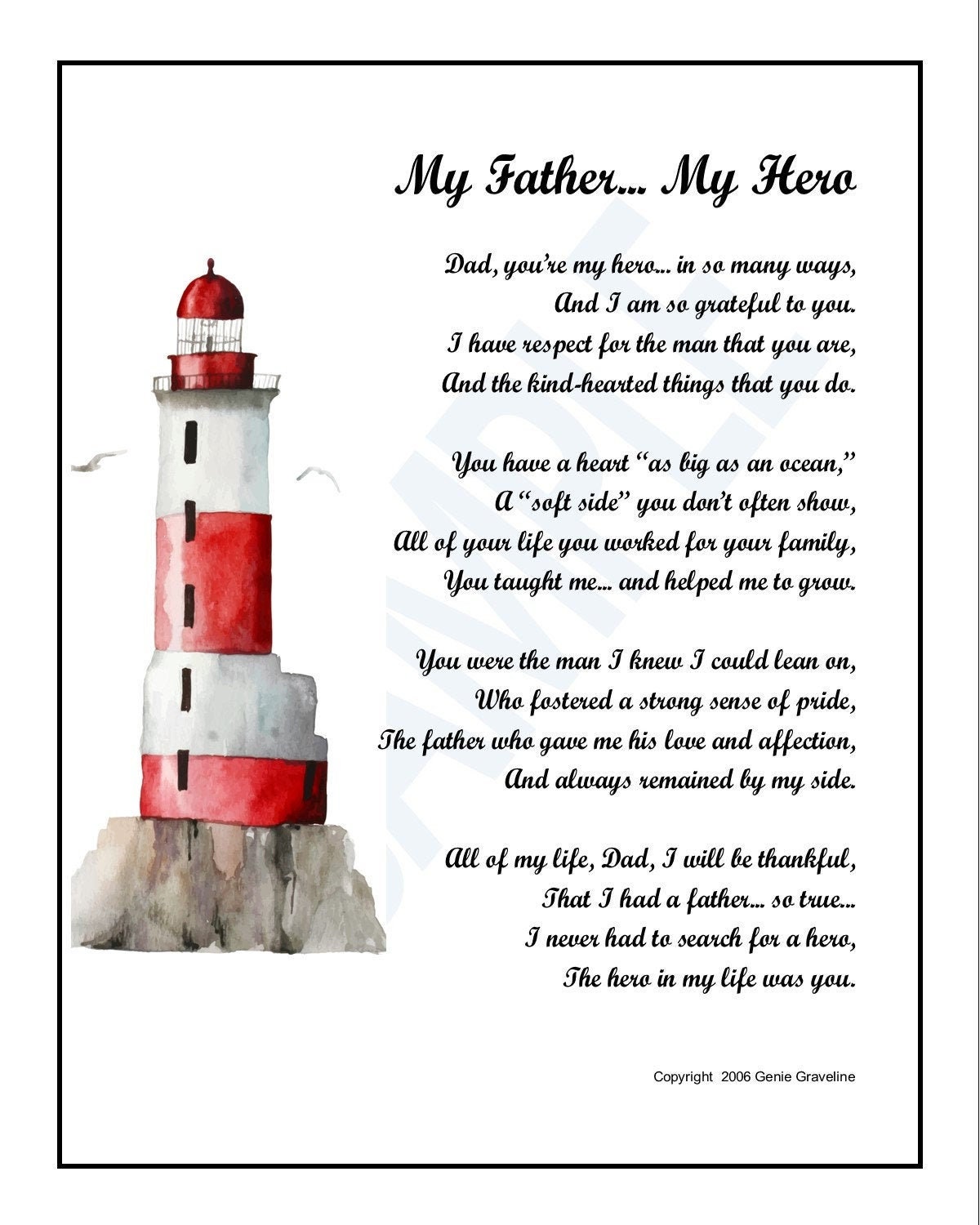 My Father My Hero Father Poem Father Gift Dad Poem Dad | Etsy