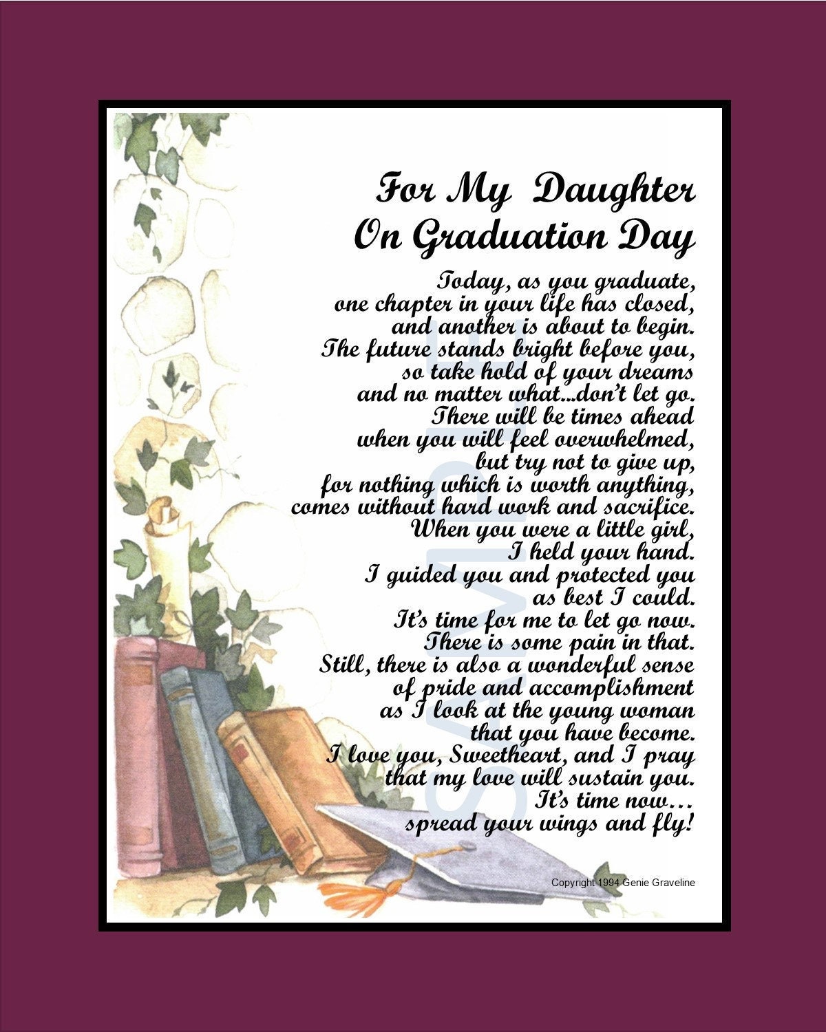 Daughter Graduation Poem-digital DOWNLOAD Daughters Graduation From ...