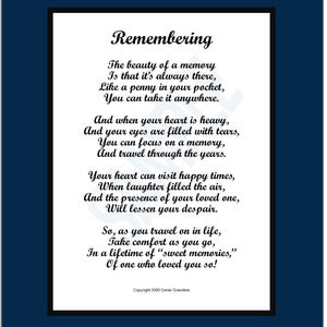 Bereavement Poem Memorial Gift DIGITAL DOWNLOAD Remembrance - Etsy ...