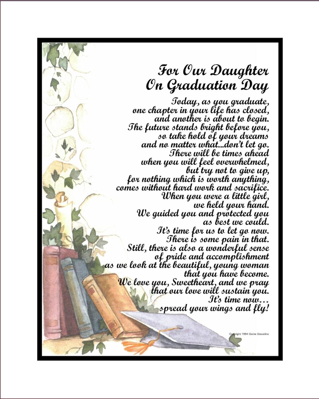 Daughter Graduation Poem, Digital Graduation Poem, Graduation Gift for ...