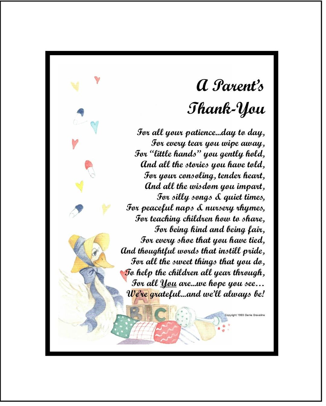 Pre-school Teacher Thank You Poem Gift, Nursery School Teacher Thank ...