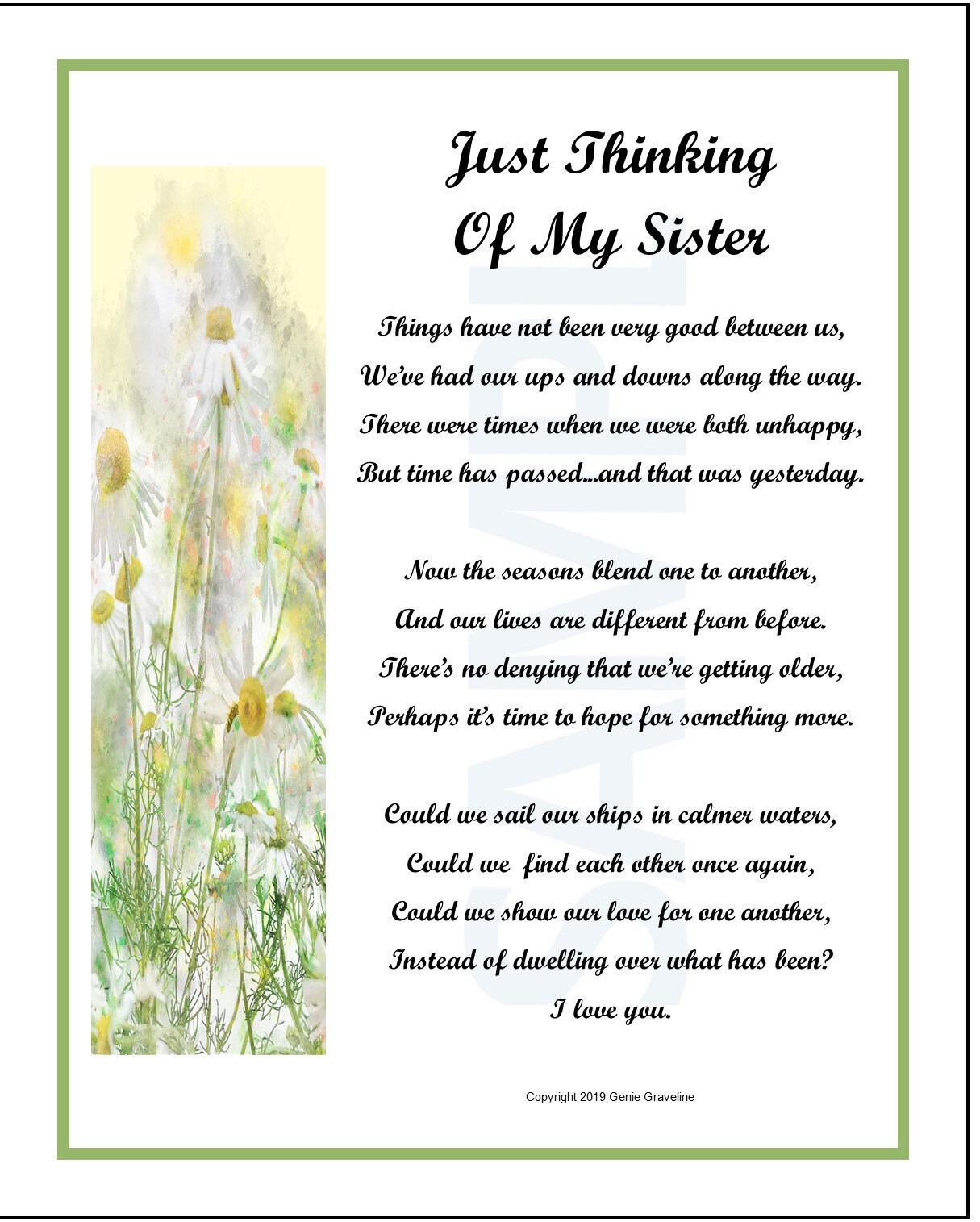 Missing My Sister Poems