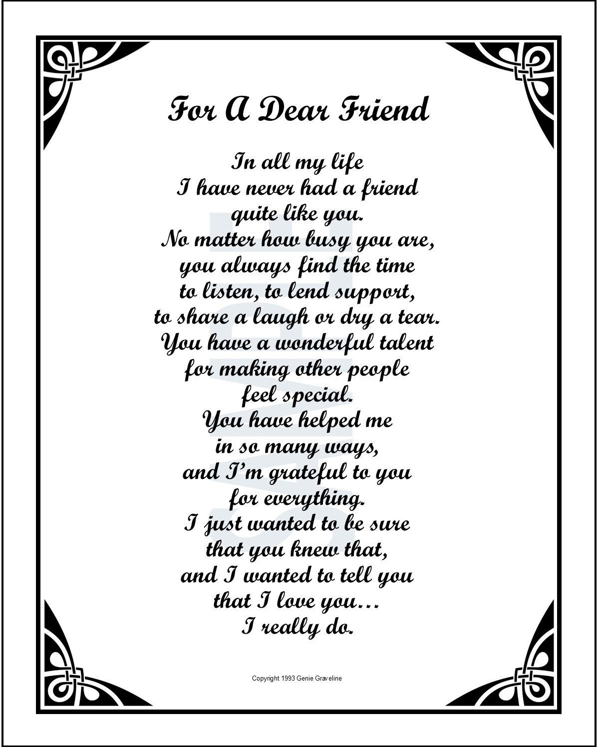 Poem for A Dear Friend, DIGITAL DOWNLOAD, Friend's 30th 40rth 50th 60th ...