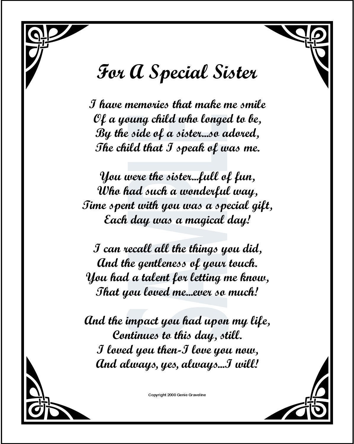 To My Big Sister Poems