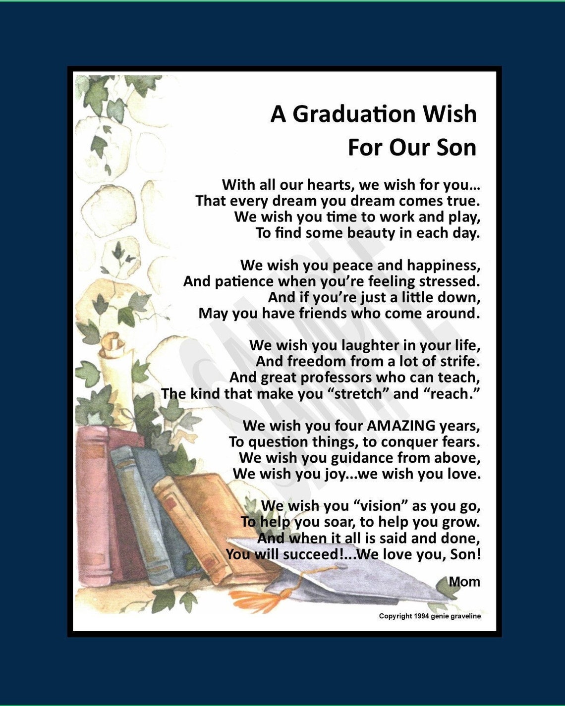 Graduation Gift for Our Son, Son Graduation Poem, DIGITAL DOWNLOAD, Son ...