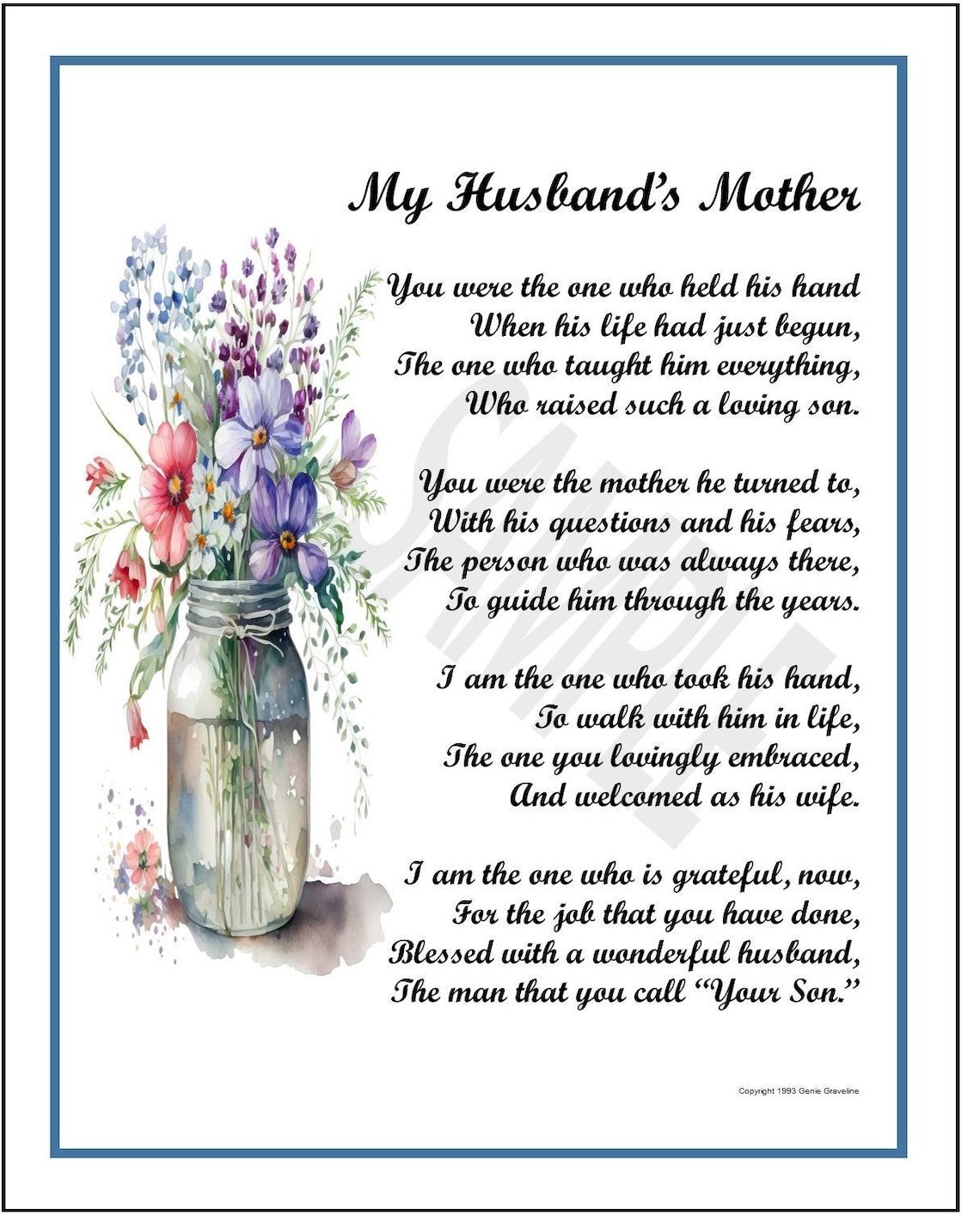 Mother in Law Poem, Mother in Law Birthday Gift, DIGITAL DOWNLOAD ...