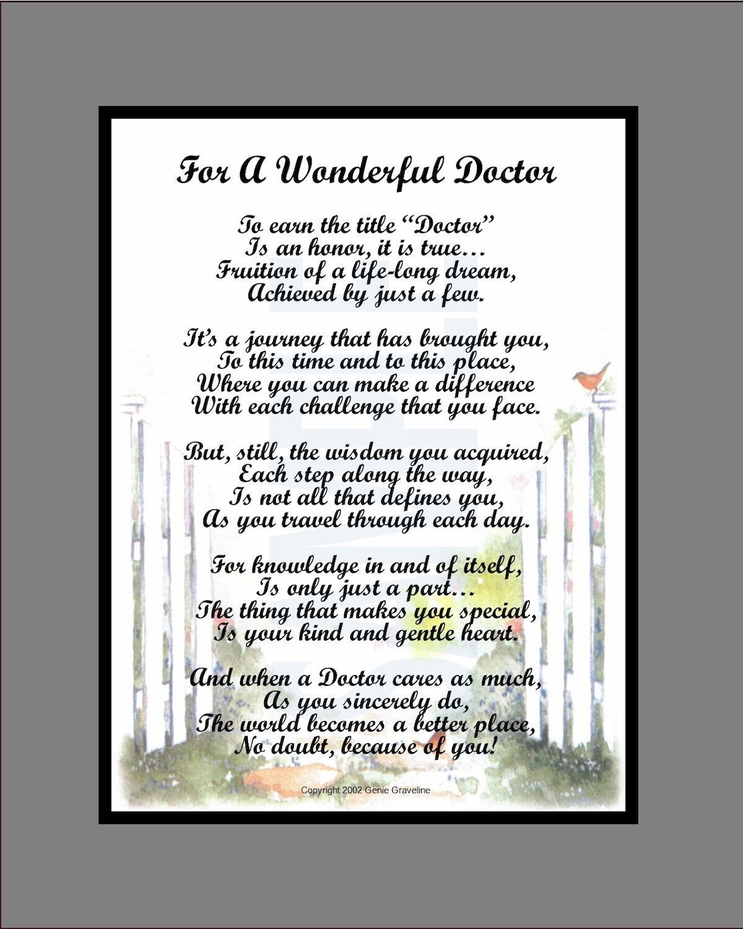 Doctor Gift, DIGITAL DOWNLOAD, Doctor Poem Verse Gift Present Print ...