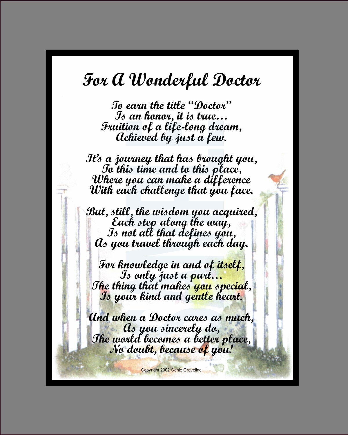 Doctor Gift, DIGITAL DOWNLOAD, Doctor Poem Verse Gift Present Print ...