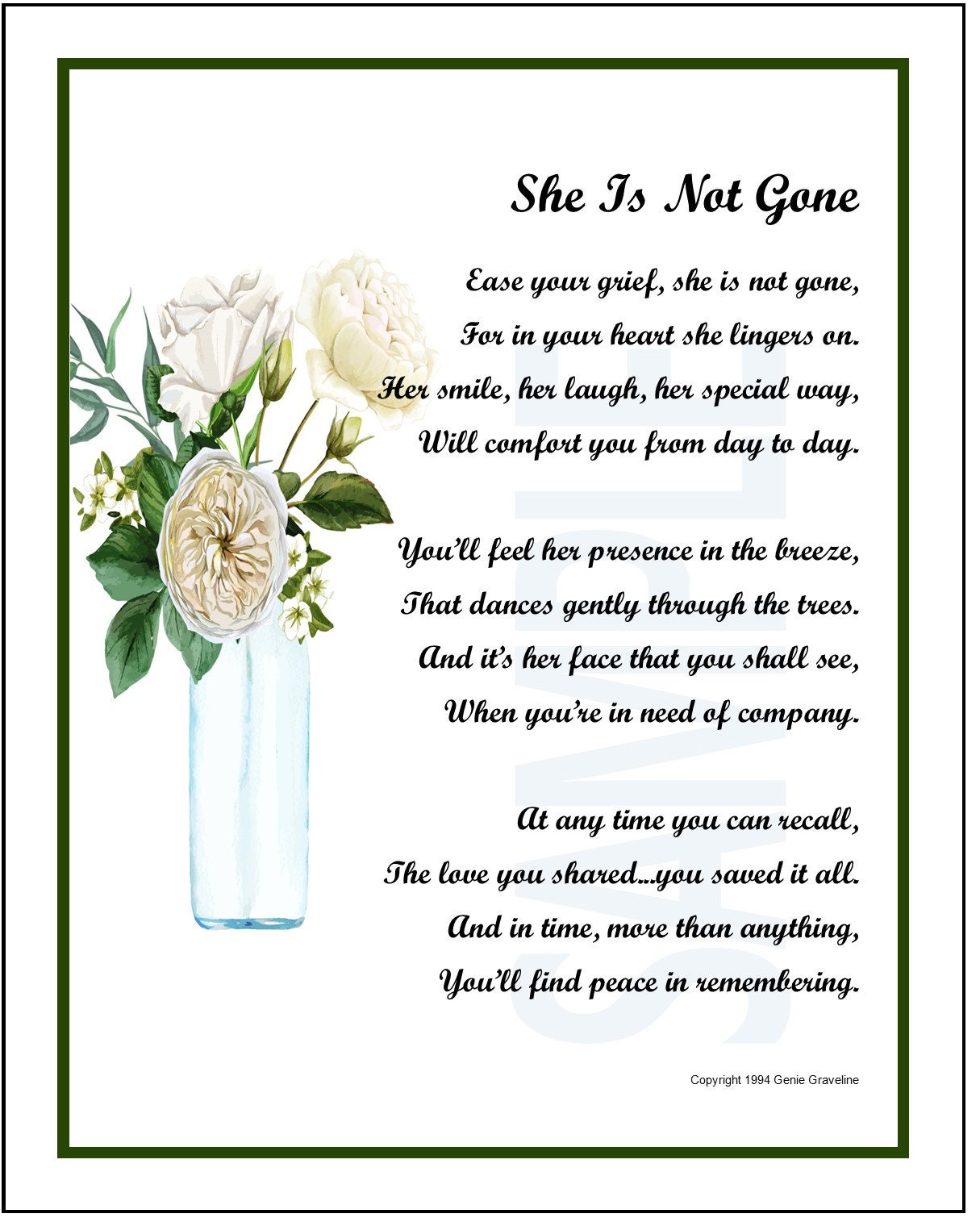 Bereavement Poem Memorial Gift DIGITAL DOWNLOAD Remembrance - Etsy ...