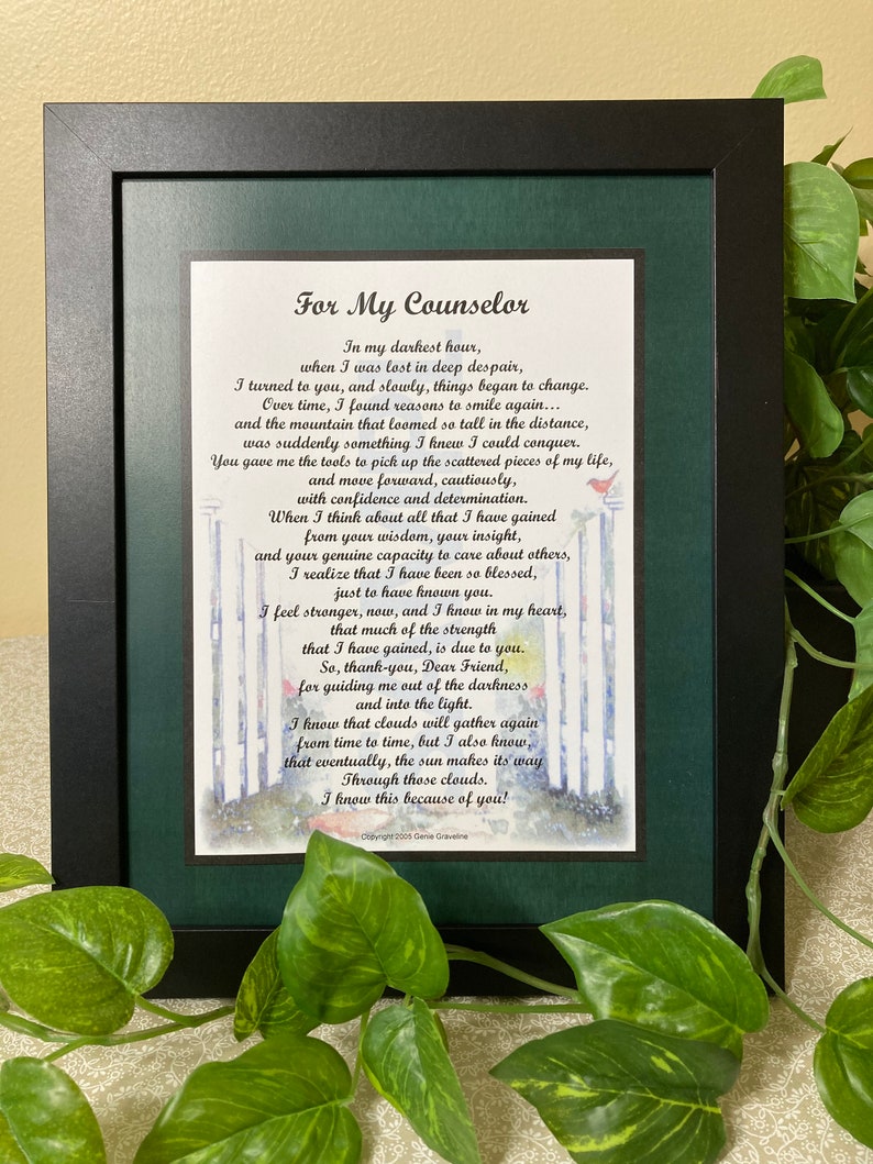 Thank You Poem for Counselor UNFRAMED DIGITAL DOWNLOAD - Etsy