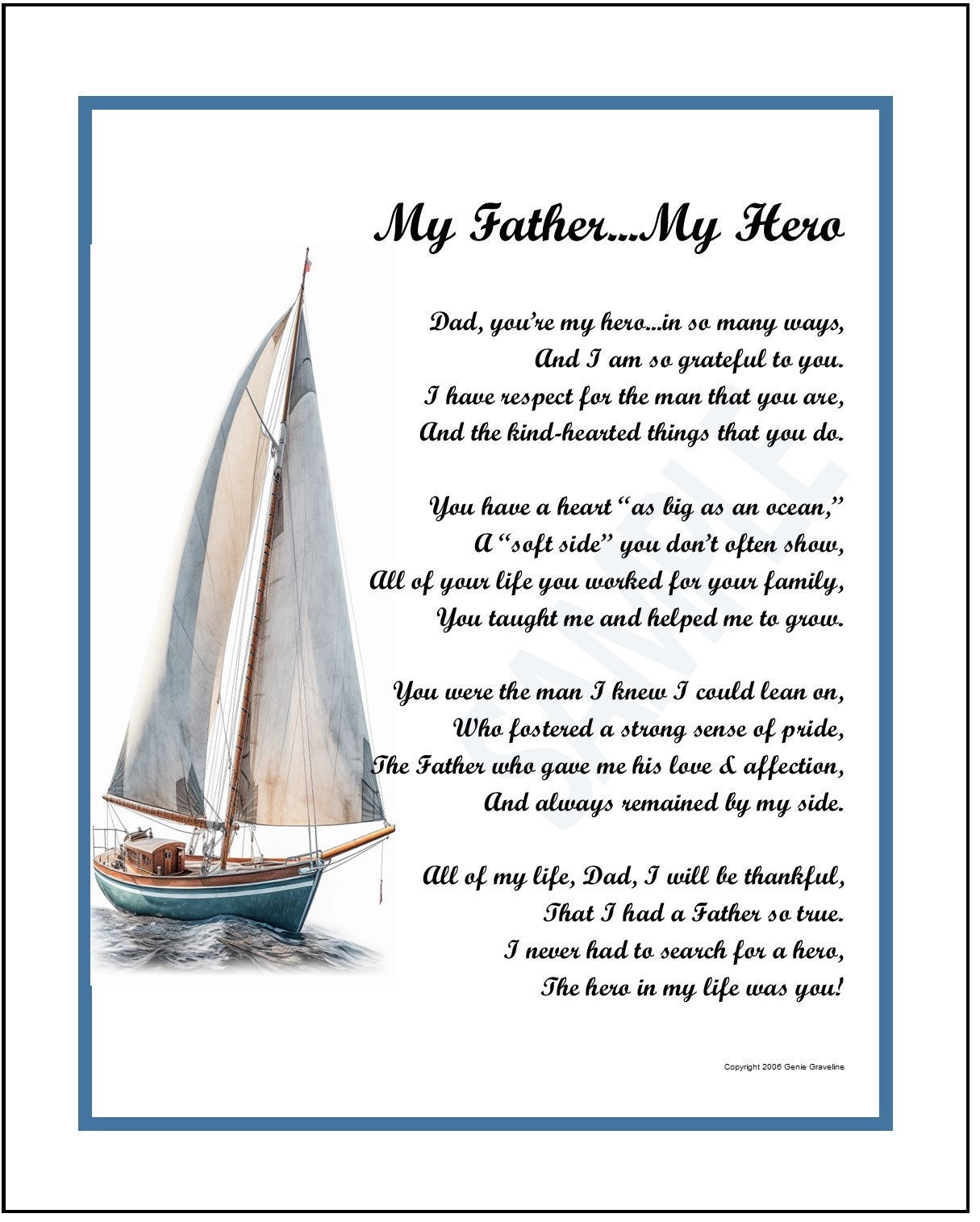 My Father My Hero Poem Print Verse Gift Present, DIGITAL DOWNLOAD, Poem ...