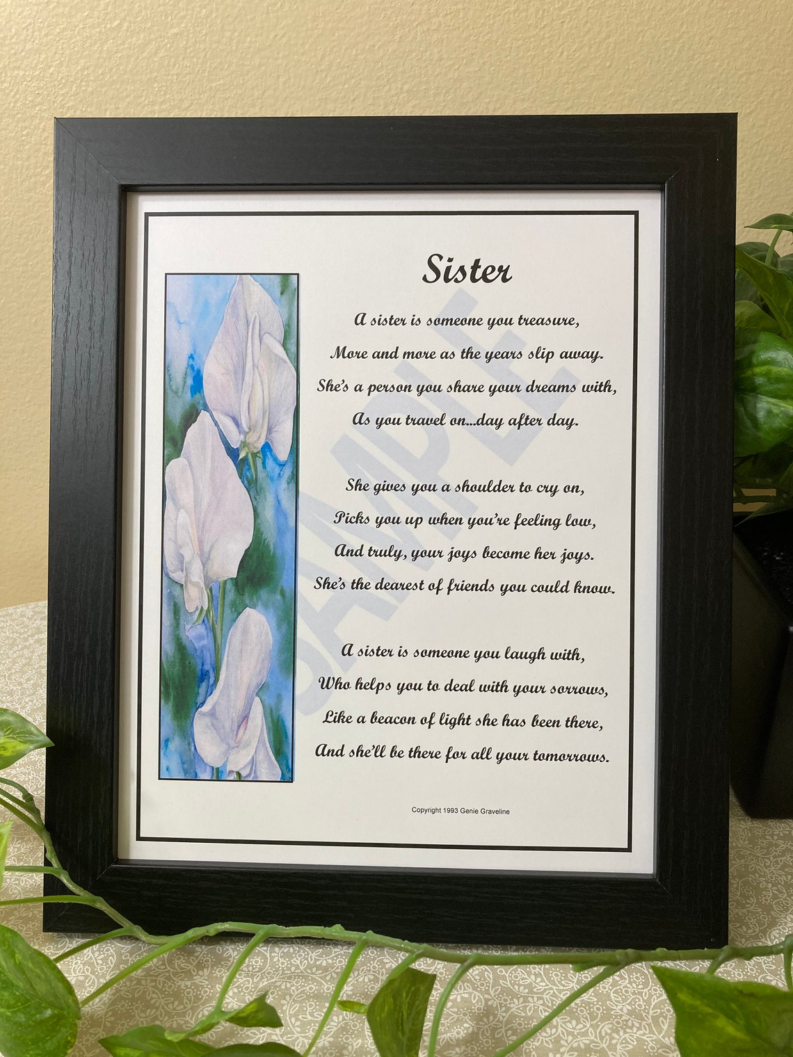 Sister Poem UNFRAMED DIGITAL DOWNLOAD Sister Gift Print | Etsy