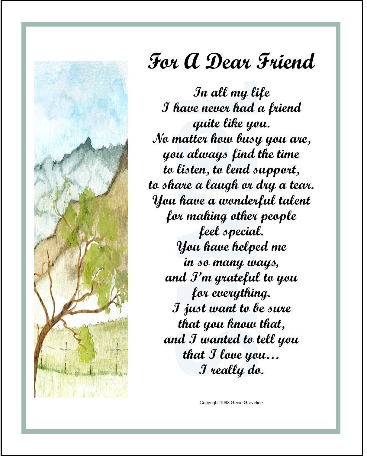 For A Dear Friend DIGITAL DOWNLOAD Friend 21st 30th 40th - Etsy